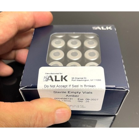 ALK 2mL Amber Sterile Serum Vials, Silver Seals, Pack of 25