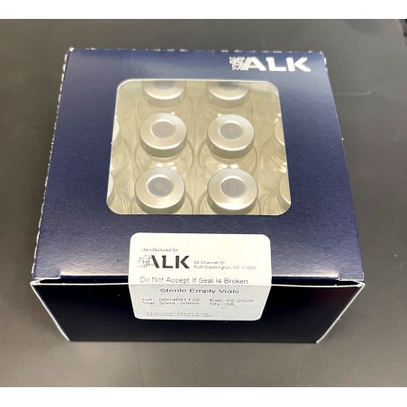 ALK 20mL Sterile Serum Vials, Silver Seals, Pack of 16