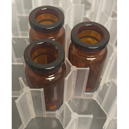 ISO 6R Amber Open Sterile Vials, 22x40mm, Nested Tray of 96 pieces